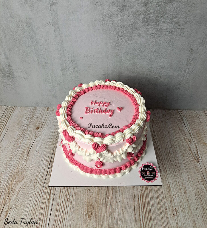 Happy Birthday Yazılı (Kremalı) Pasta 🧿 Pucake.Com